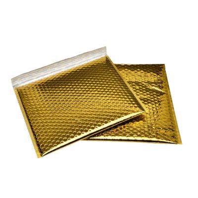 China Light Gold Shiny Glossy Metallic Bubble Mailer Shipping Packaging for sale