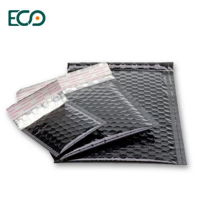 China Eco Friendly Padded Shipping Envelope Bubble Poly Mailer Shiny Gloss Black Bubble Mailer for sale