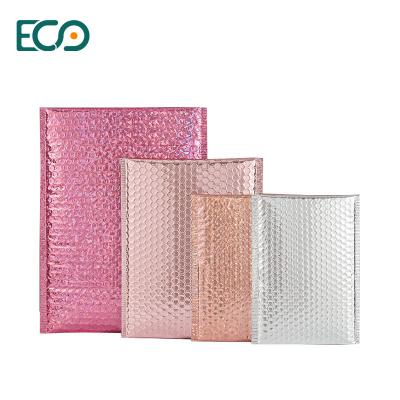 China Gold Pink Eco Friendly Bubble Mailer Expandable Holographic Shiny Te koop