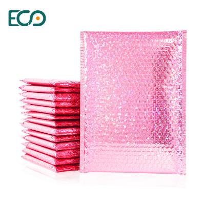 China Gold Pink Eco Friendly Bubble Mailer Expandable Holographic Shiny Te koop