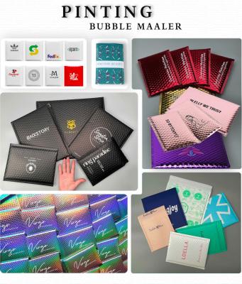 China Luxury Print Eco Friendly Bubble Mailer Various Size Holographic Metallic Te koop