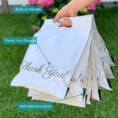 Cina Design Custom Logo White Clothing Shipping Courier Packaging Express Bag Mailing Bags Poly Mailer With Handles in vendita