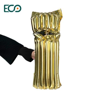 Cina Air Cushion Column Bag Pack For 750ml Wine Bottle Golden Aluminum Foil Custom Colors Low MOQ in vendita