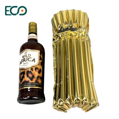 Cina Gold Aluminum Foil Air Column Bag Air Cushion Wrap High Quality Pape Air Pack Bags For 750ml Wine Bottle Protector in vendita