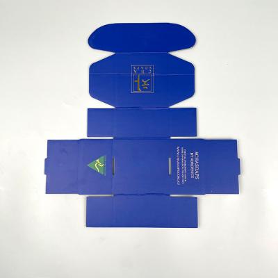 中国 Luxury Dark Blue Mini Gift Packaging Box Cosmetic Paper Box For Face Eyes Cream Packaging With Gold Logo Stamping Printing 販売のため