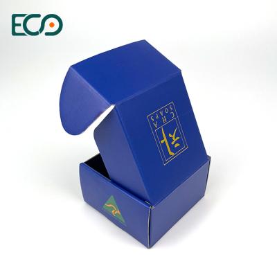 Cina Gold Stamping Logo Printing Navy Blue Mini Paper Gift Box For Cosmetic Products in vendita