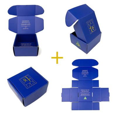 Cina Gold Stamping Logo Printing Navy Blue Mini Paper Gift Box For Cosmetic Products in vendita