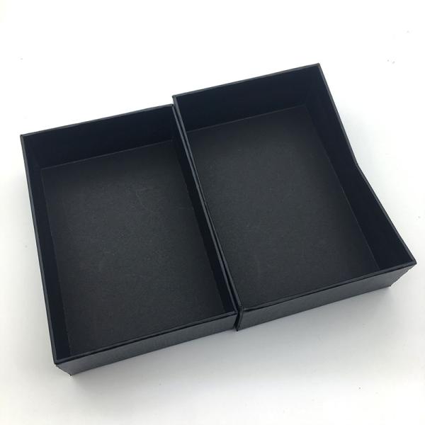 Quality Wholesale Recyclable Customized Logo Black Rigid Paper Packaging Box With Silver for sale