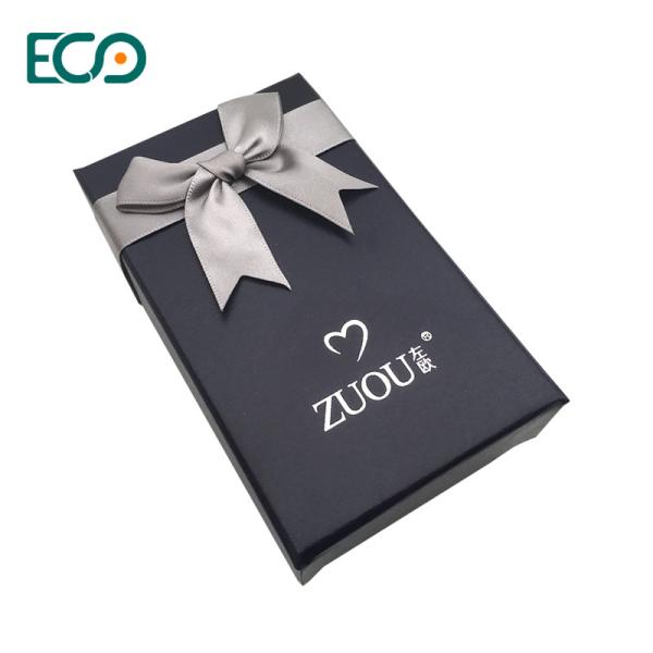 Quality Custom Black And Silver Foil Logo Lid And Base Gift Packaging Paper Rigid Box for sale