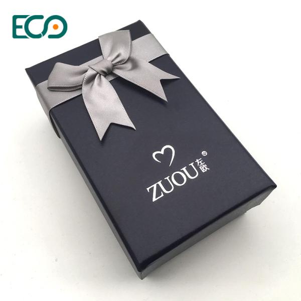 Quality Custom Black And Silver Foil Logo Lid And Base Gift Packaging Paper Rigid Box for sale