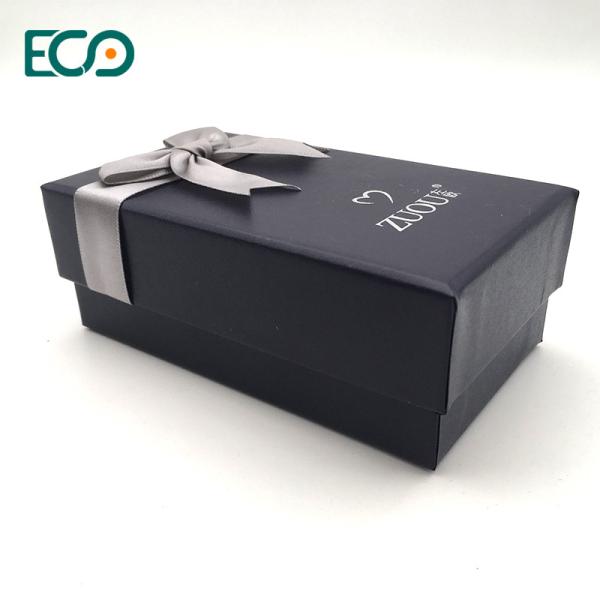 Quality Custom Black And Silver Foil Logo Lid And Base Gift Packaging Paper Rigid Box for sale