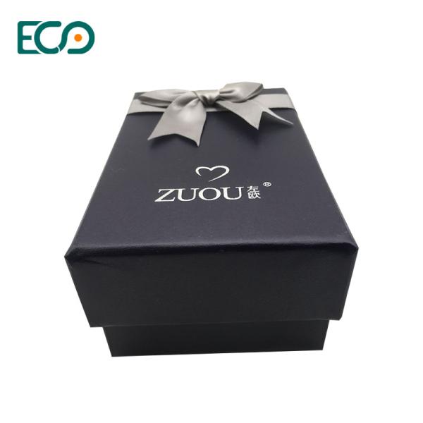 Quality Custom Black And Silver Foil Logo Lid And Base Gift Packaging Paper Rigid Box for sale