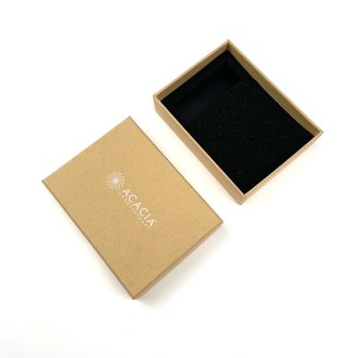 China Wholesale Custom Printed Kraft Paper Black Insert Rigid Cardboard Paper Box For Jewelry for sale