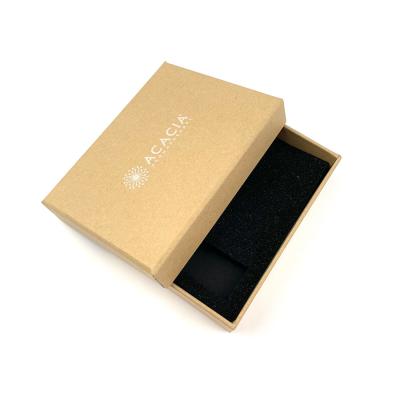 China Wholesale Custom Printed Kraft Paper Black Insert Rigid Cardboard Paper Box For Jewelry for sale