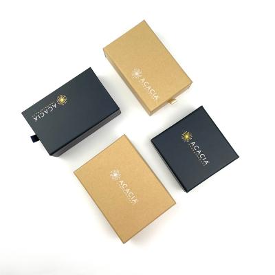 China Wholesale Custom Printed Kraft Paper Black Insert Rigid Cardboard Paper Box For Jewelry for sale