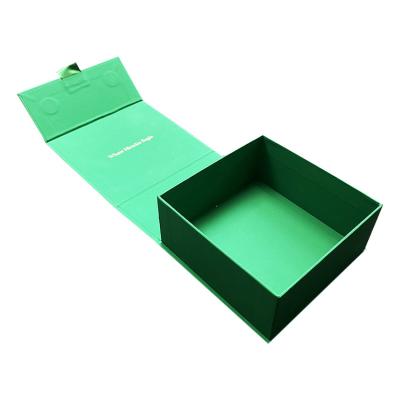 China Dark Green Square Rigids Gift Box Folding Magnet Sticky Luxurious Turquoise Box Package Te koop