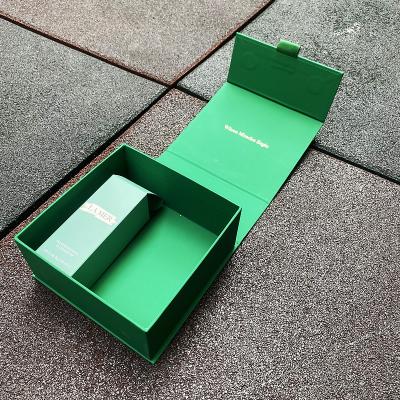 China Dark Green Square Rigids Gift Box Folding Magnet Sticky Luxurious Turquoise Box Package à venda