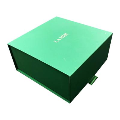 China Dark Green Square Rigids Gift Box Folding Magnet Sticky Luxurious Turquoise Box Package à venda