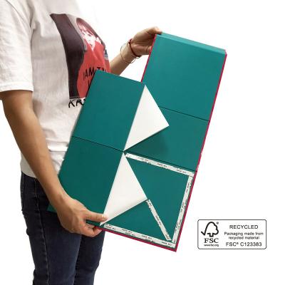 China Wholesale Printing Big Dark Green Colored Postal Eco Delivery Paper Gift Luxury Rigid Box Hat Shipping Boxes With Logo Te koop