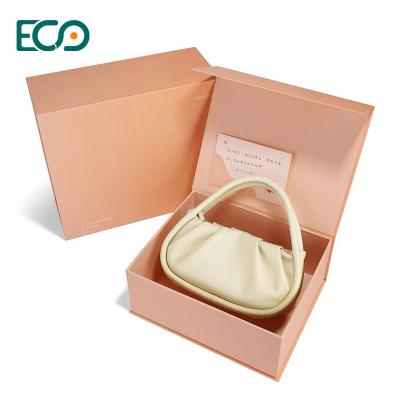 China Matte Light Orange Macaroon Color Hard Paper Box Rigid Cardboard Box With Magnetic Closure For Luxury Bag Women Bags Te koop