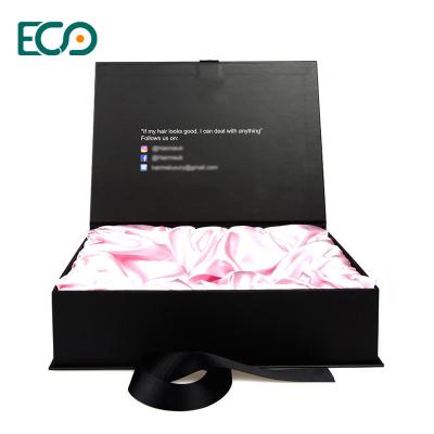 China Wholesale Custom LOGO Luxury Wig Boxes Bundle Hair Extension Packaging rigid Box with Silk Insert Te koop