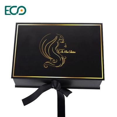 China Wholesale Custom LOGO Luxury Wig Boxes Bundle Hair Extension Packaging rigid Box with Silk Insert Te koop