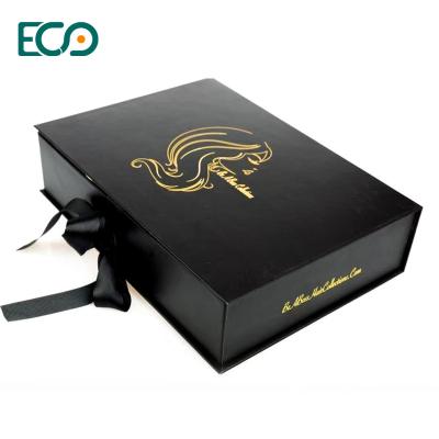 China Wholesale Custom LOGO Luxury Wig Boxes Bundle Hair Extension Packaging rigid Box with Silk Insert Te koop