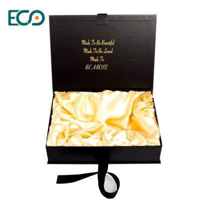 China Wholesale Custom LOGO Luxury Wig Boxes Bundle Hair Extension Packaging rigid Box with Silk Insert Te koop