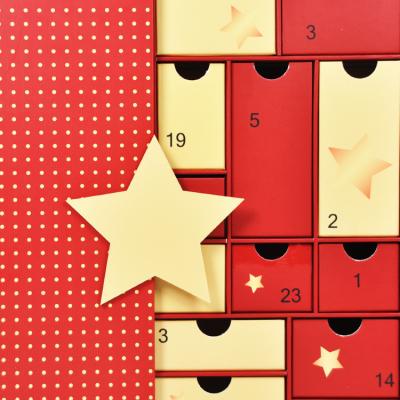 China Custom Christmas Advent Calendar Box Empty Luxury Cardboard Gift Beauty Cosmetic Packaging Countdown Paper Box Te koop