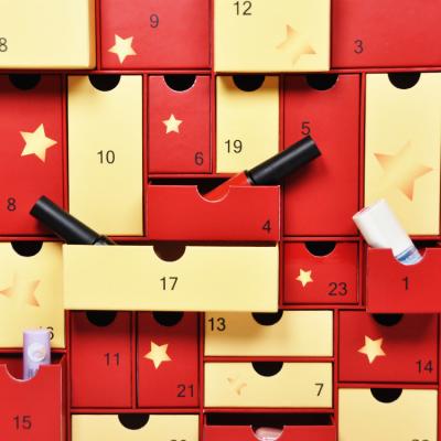 China Custom Christmas Advent Calendar Box Empty Luxury Cardboard Gift Beauty Cosmetic Packaging Countdown Paper Box Te koop