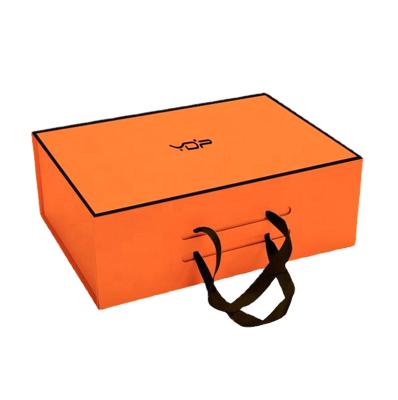 China Wholesale Custom Printed Handmade Luxury Rigid Paper Cardboard Orange Simple Empty Magnetic Closure Gift Box Te koop