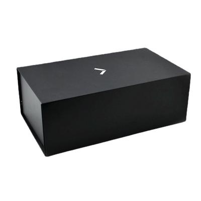 Cina Long Black Folding Gift Watch Box Machinery Rigid Box With Silver Stamp Logo Printing For Glasses in vendita