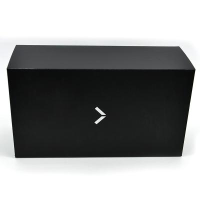 Cina Long Black Folding Gift Watch Box Machinery Rigid Box With Silver Stamp Logo Printing For Glasses in vendita