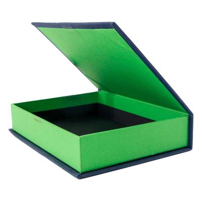 China 8x8 Green Book Shape Rigid Box Gift Box With Flannelette Coating for sale