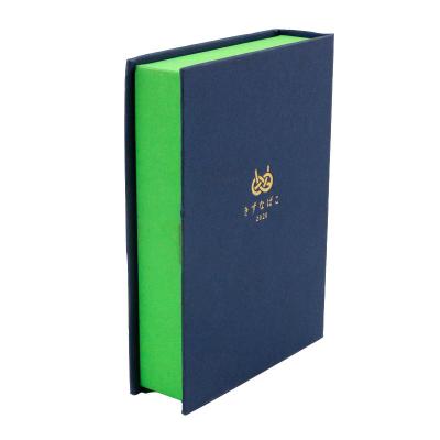 China 8x8 Green Book Shape Rigid Box Gift Box With Flannelette Coating for sale