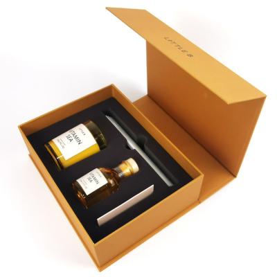 China High End Rigid Gift Box Gold Brown Luxury Custom Printing Rigid Cosmetic Packaging Boxes Shockproof à venda