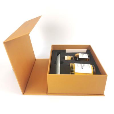 China High End Rigid Gift Box Gold Brown Luxury Custom Printing Rigid Cosmetic Packaging Boxes Shockproof à venda