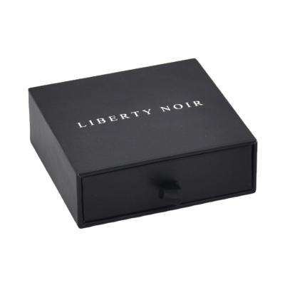 Cina Silver Logo Plain Black Luxury Multi Layer Drawer Box Paper Jewelry Box in vendita