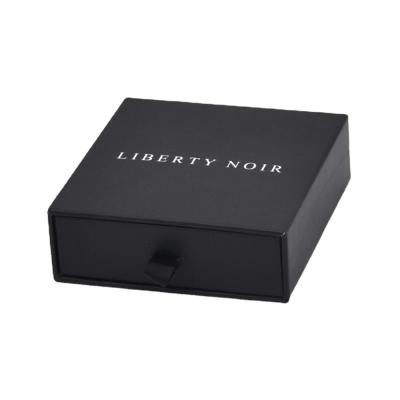 Cina Silver Logo Plain Black Luxury Multi Layer Drawer Box Paper Jewelry Box in vendita