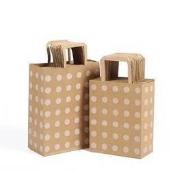 Quality Black And White Dot Pattern Design Shopping Bag Kraft Brown Paper Bag With Flat for sale