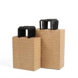 Quality Black And White Dot Pattern Design Shopping Bag Kraft Brown Paper Bag With Flat for sale