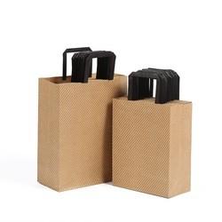 Quality Black And White Dot Pattern Design Shopping Bag Kraft Brown Paper Bag With Flat for sale