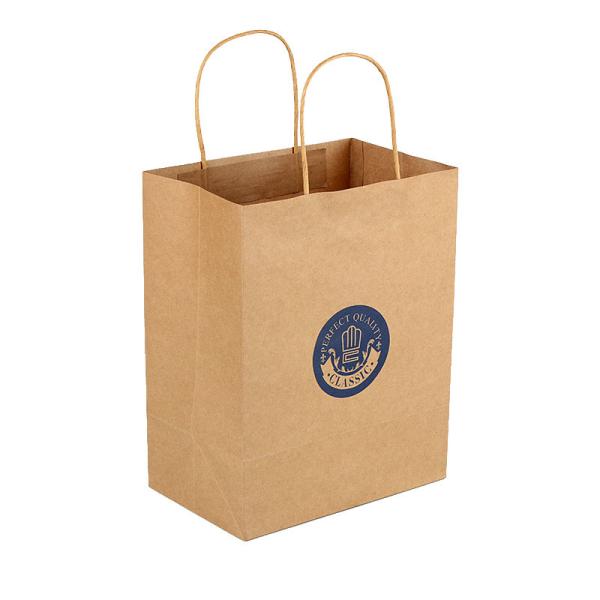 Quality Dark Blue Kraft Paper Bag Eco Friendly Pharmacy Shopping Cute Gift Paper Bag for sale