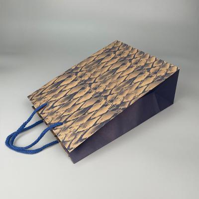 Cina Reusable Shopping Bag Dark Blue Plaid Pattern Printing Big Paper Kraft Bag in vendita
