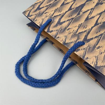 Cina Reusable Shopping Bag Dark Blue Plaid Pattern Printing Big Paper Kraft Bag in vendita