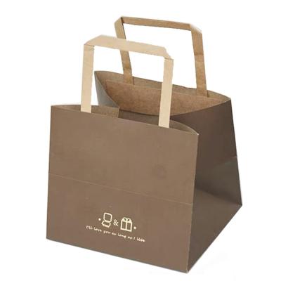 China Coffee Carry Kraft Paper Bag Brown Paper Bag With Handle Take Away Te koop