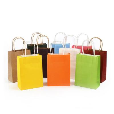 Cina Different Colors Paper Kraft Bag With Handle, Take Away Food Packaging Shopping Bag in vendita
