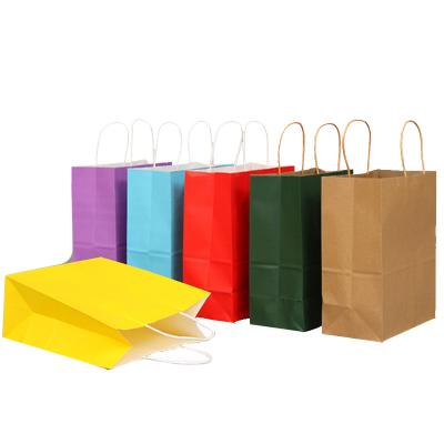 Cina Different Colors Paper Kraft Bag With Handle, Take Away Food Packaging Shopping Bag in vendita