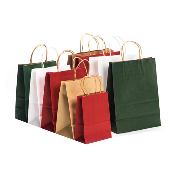 Quality Different Colors Paper Kraft Bag With Handle, Take Away Food Packaging Shopping for sale