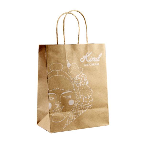 Quality Unique Colour Printing Commercial Kraft Paper Packaging Bag With Twisted Handle for sale